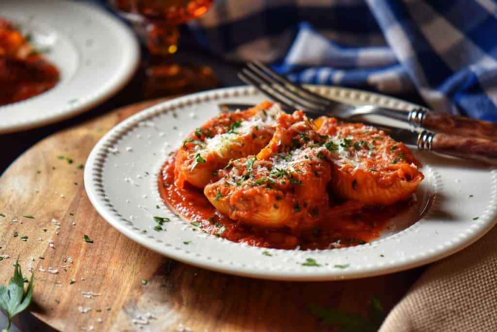 Italian Stuffed Shells Recipe with Meat and Cheese - She Loves Biscotti