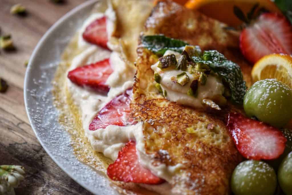 Ricotta filled Crepes with Fresh Fruit - She Loves Biscotti